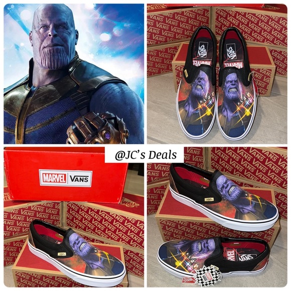 Vans | Shoes | Rare Vans X Marvel Thanos Infinity War Avengers Slip On ...